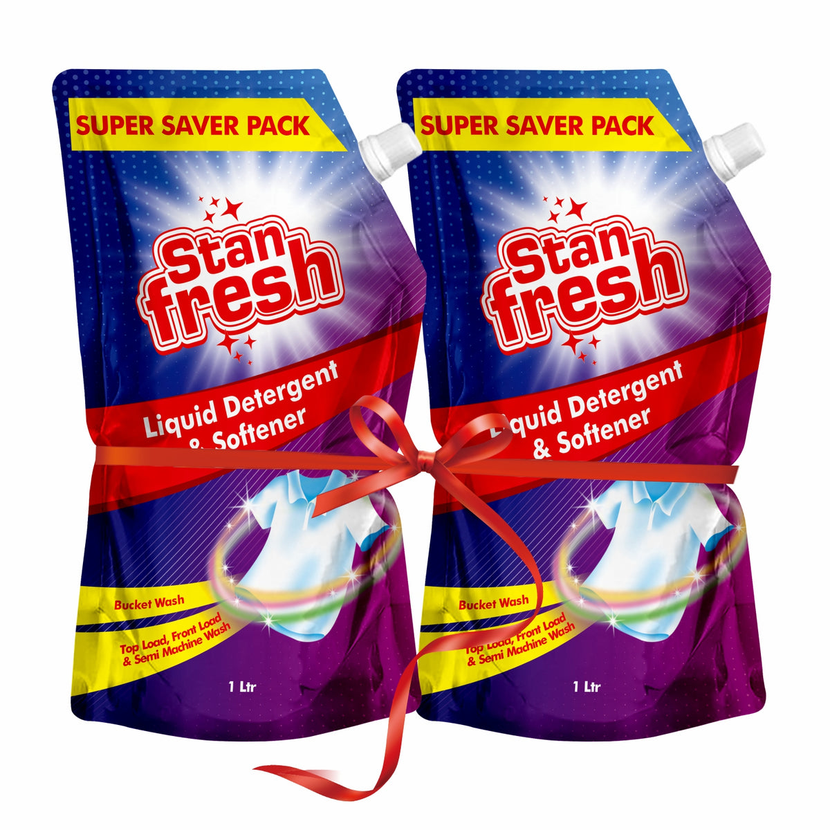 STANFRESH LIQUID DETERGENT & SOFTENER -1 LTR–POUCH (Single, Pack of 2 ...